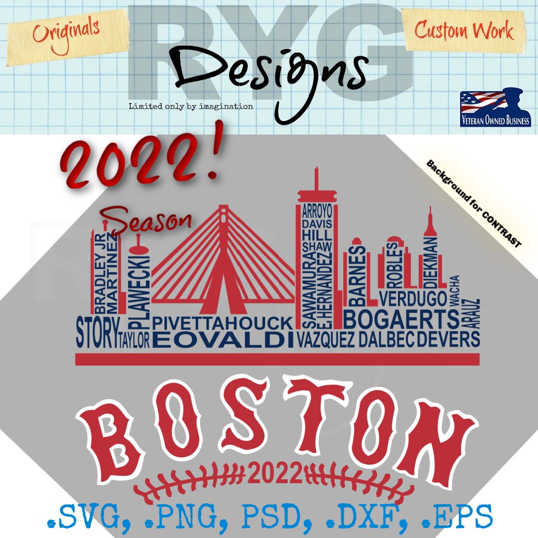 Boston Pro Baseball Skyline Roster Graphic | Etsy