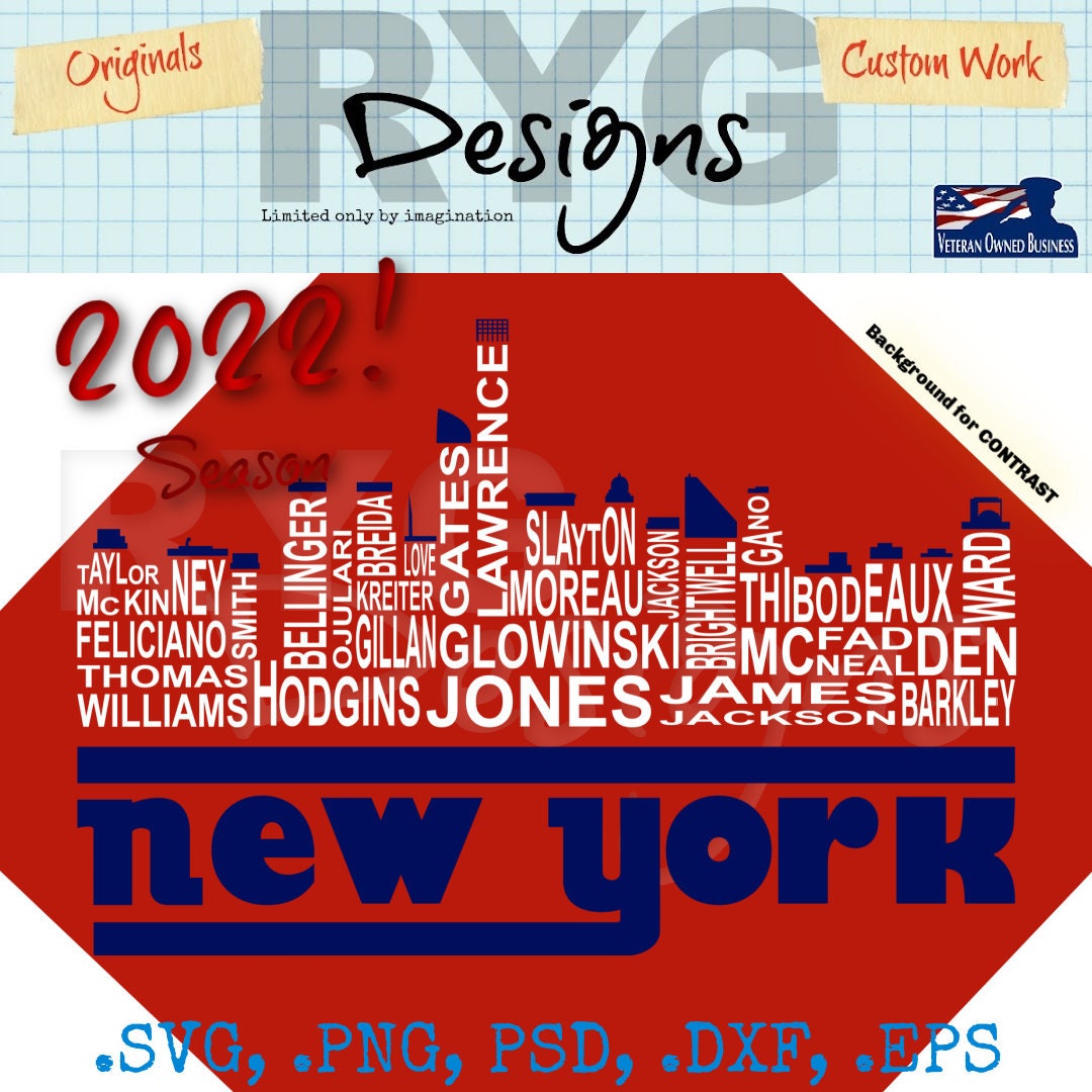 New York Football Team Skyline Names Graphic - Etsy