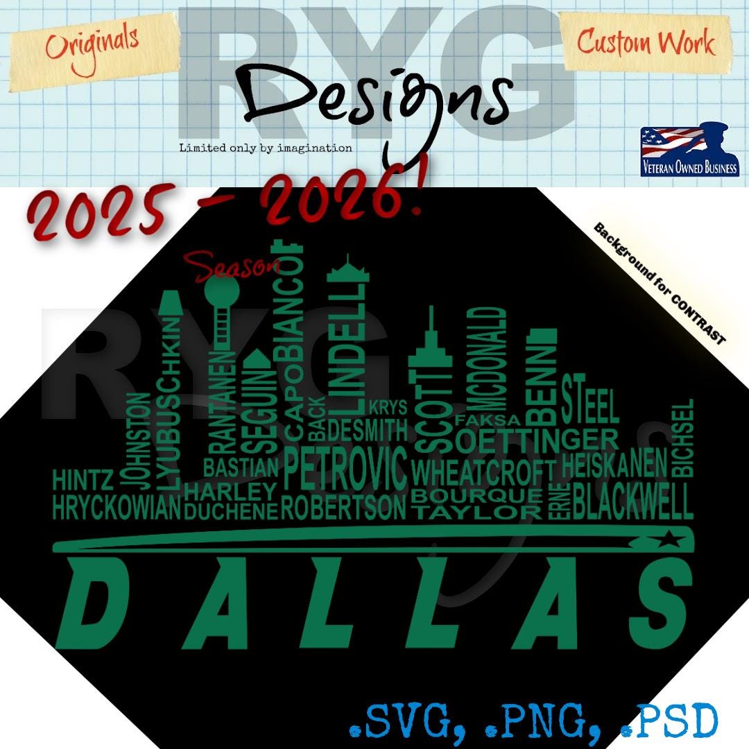 Dallas Hockey Team Skyline Names Graphic - Etsy