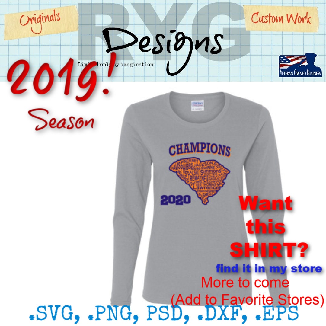 Clemson College Football Names Graphic - Etsy