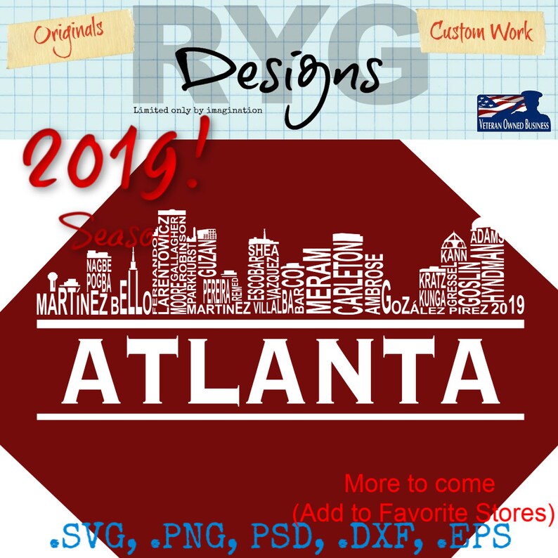 Atlanta Pro Soccer Skyline Names Graphic - Etsy