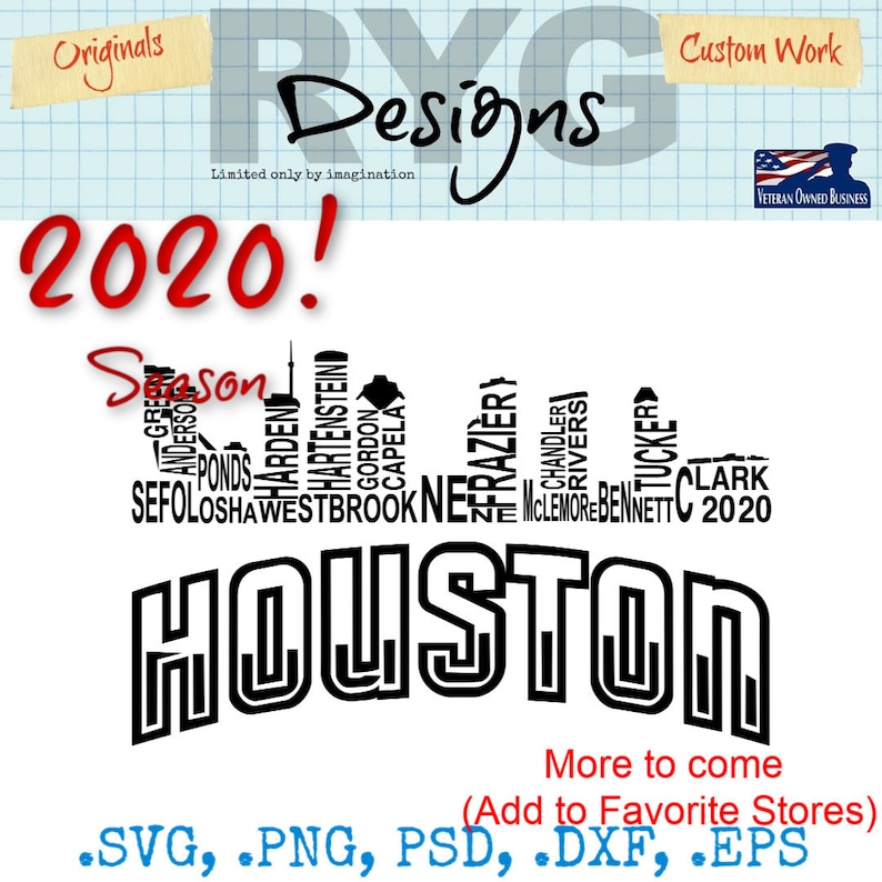 Houston Pro Basketball Team Skyline Names Graphic - Etsy
