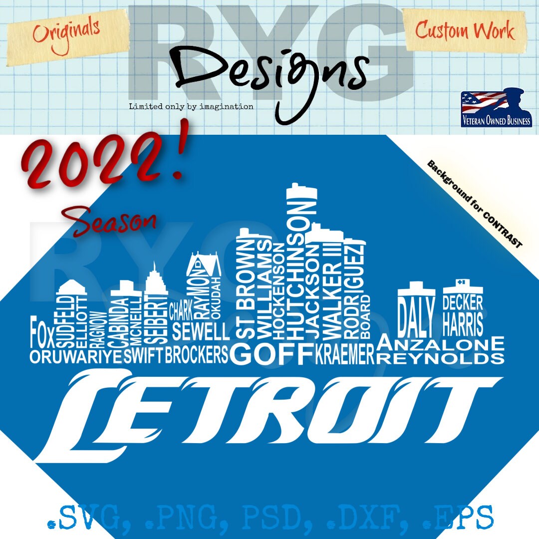 Detroit Skyline Pro Football Names Graphic - Etsy