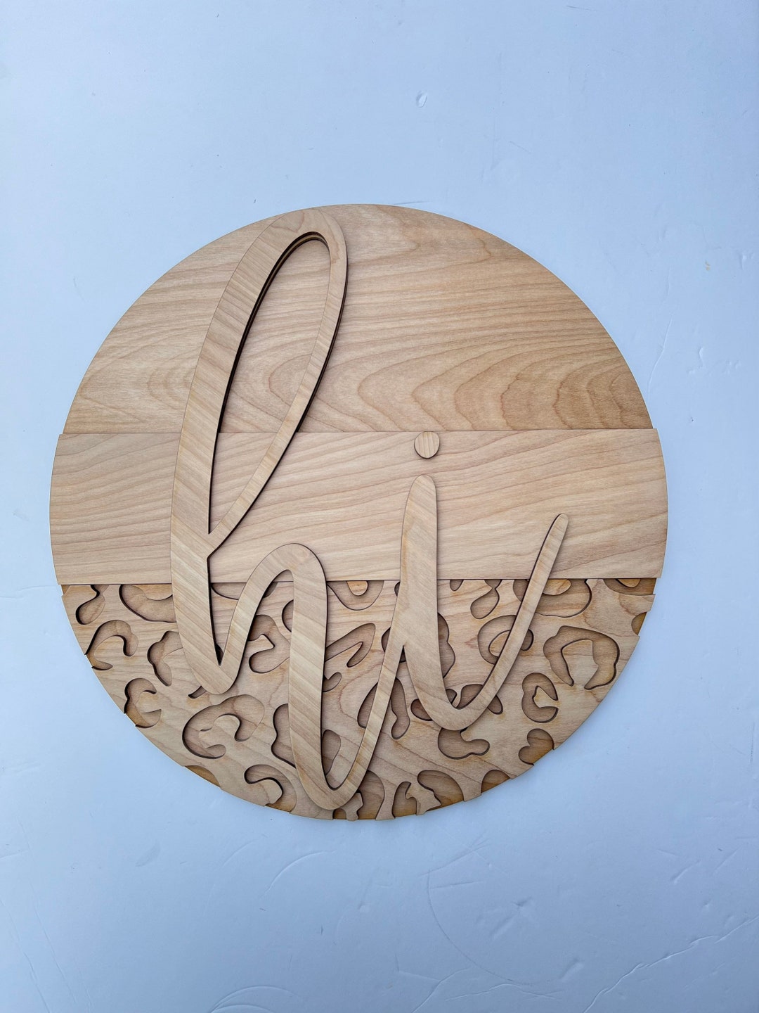 Leopard DIY Round Door Sign Hi Round Sign Leopard Print Door Hanger ...