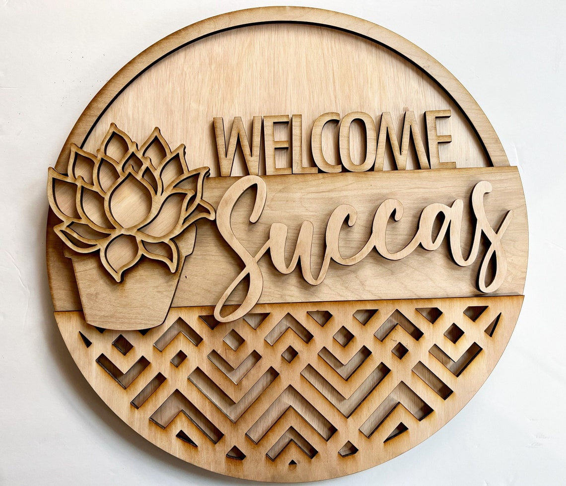 Welcome Succas Succulent DIY Round Door Sign Succulent - Etsy