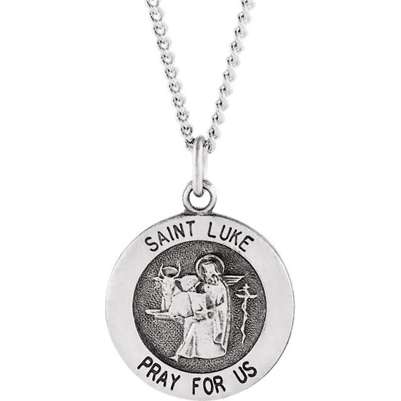 Sterling Silver St. Luke Medal Necklace - Etsy.de