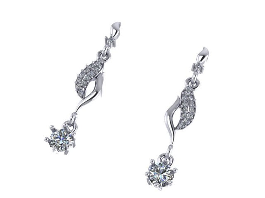Diamond Dangle Drop Earrings - Etsy