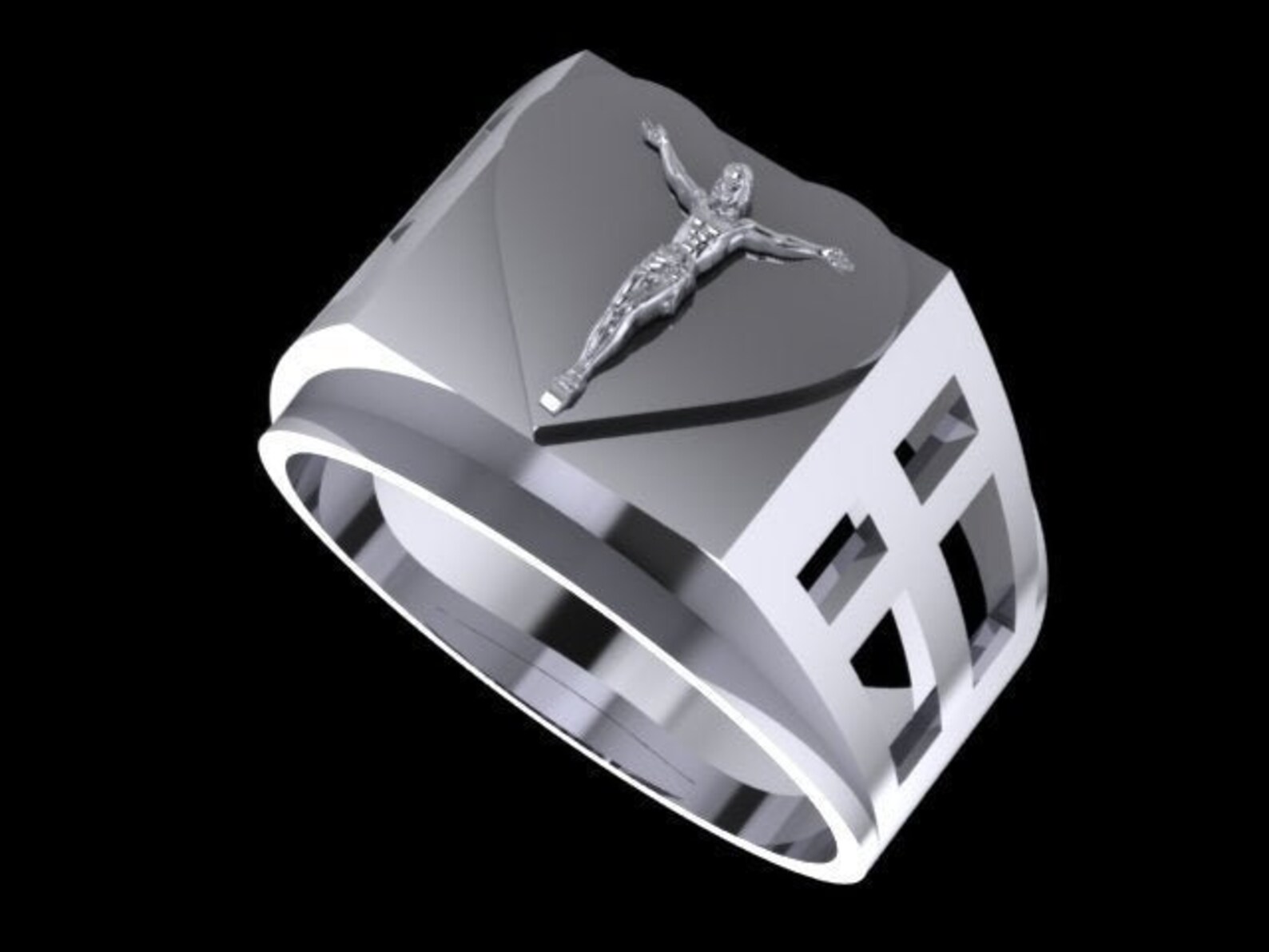 Sterling Silver Crucifix Ring - Etsy