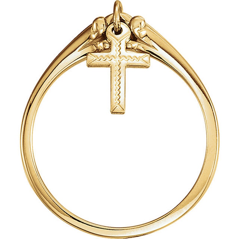 14K Yellow Gold Cross Ring - Etsy