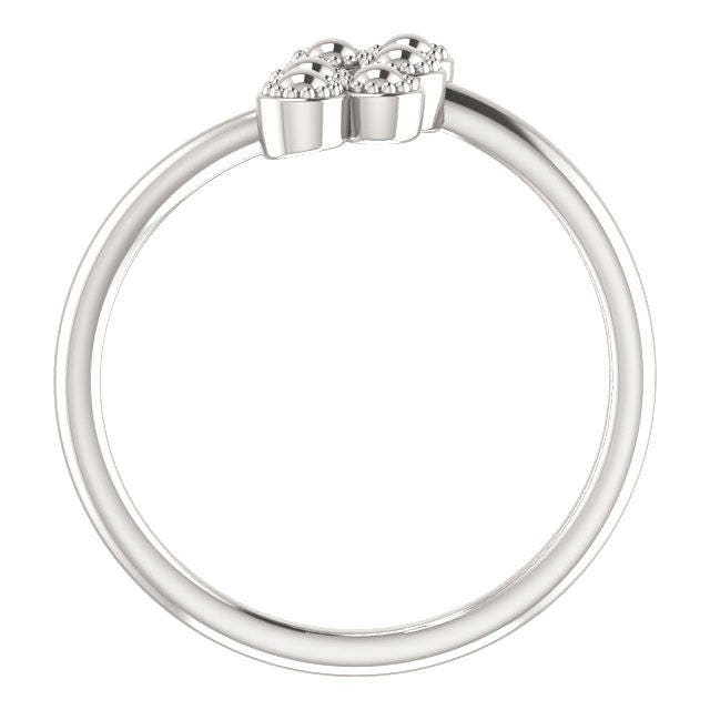 Sterling Silver Beaded Negative Space Ring - Etsy UK