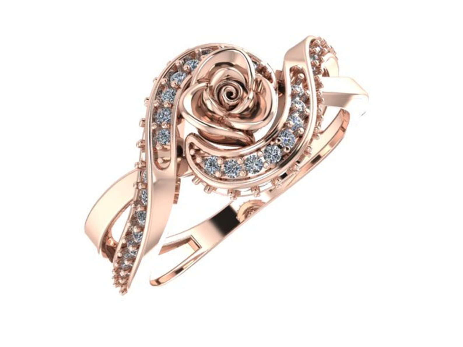 Diamond Rose Flower Petal Ring - Etsy