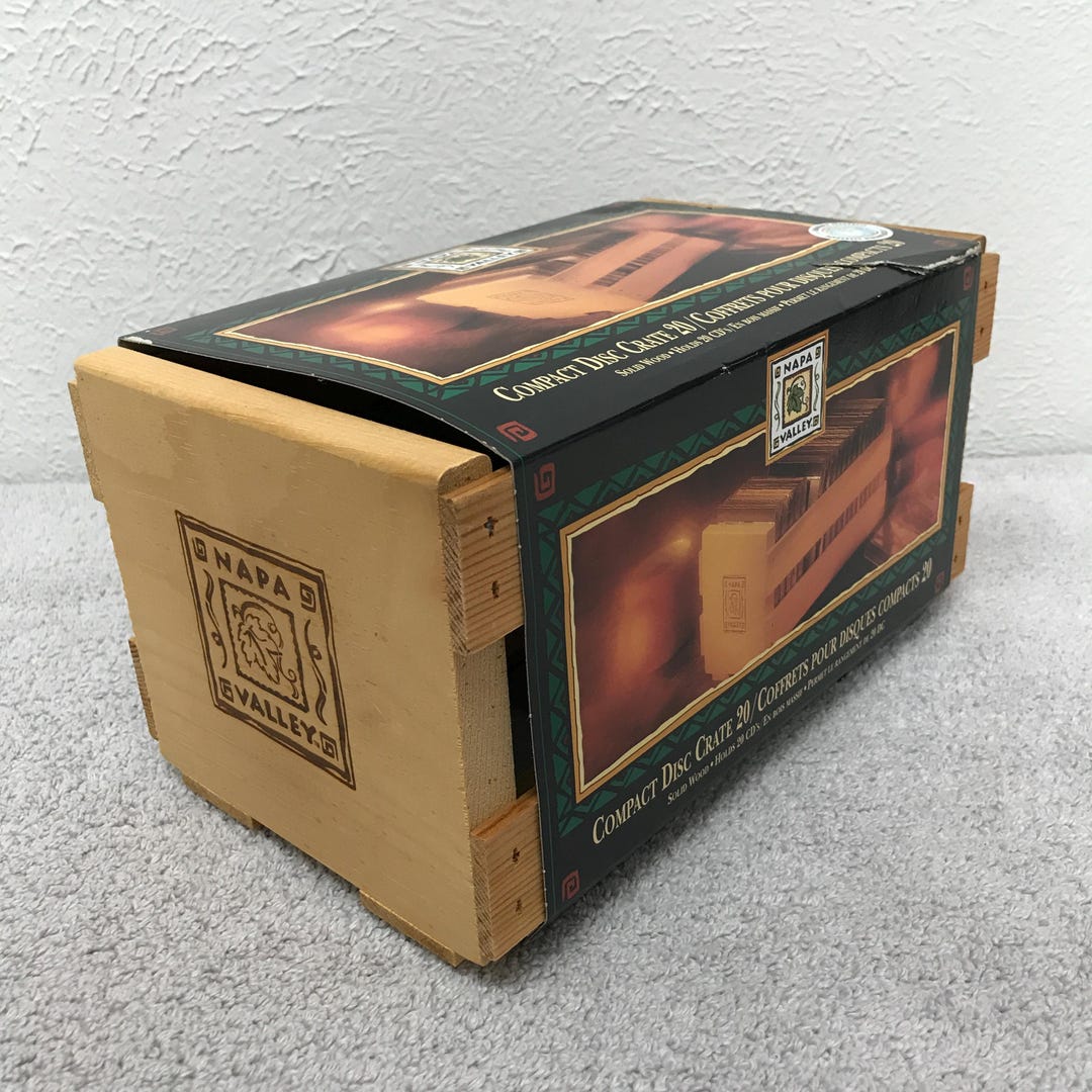 NOS Vintage Napa Valley Wooden Crate 20 CD Storage Box Holder - Lot A ...