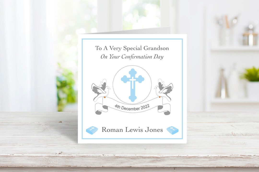 Personalised Boy's Confirmation Day Card, Handmade Keepsake ...