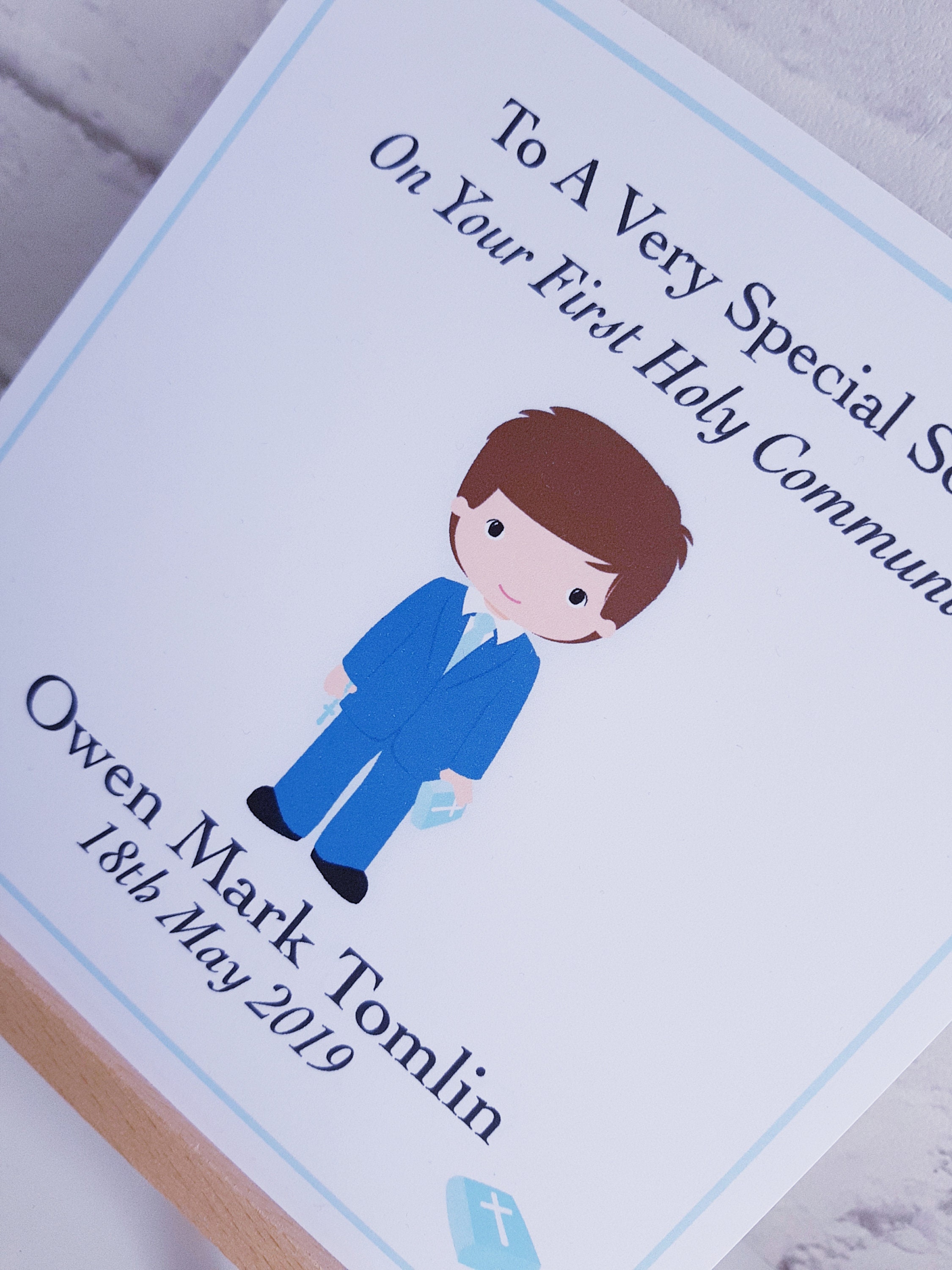 Boys First Holy Communion Card, Personalised Handmade Communion Day ...