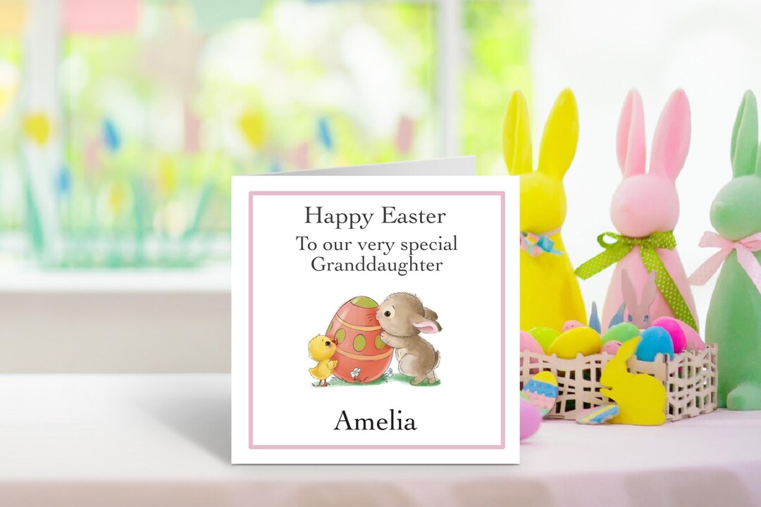 Girl's Personalised Easter Card - 1st Easter Card for Granddaughter ...