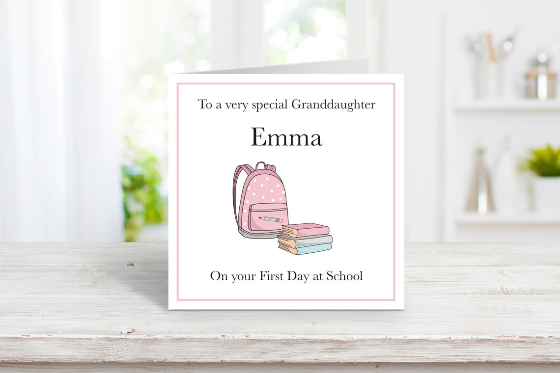Personalised First Day at School Card Girl's First Day at - Etsy UK