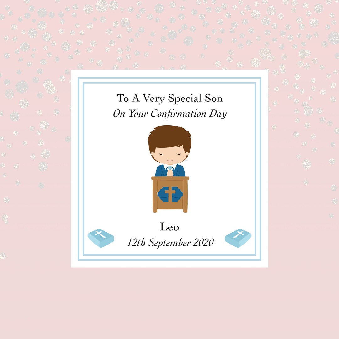 Personalised Boys Confirmation Card, Handmade Confirmation Day Card for ...