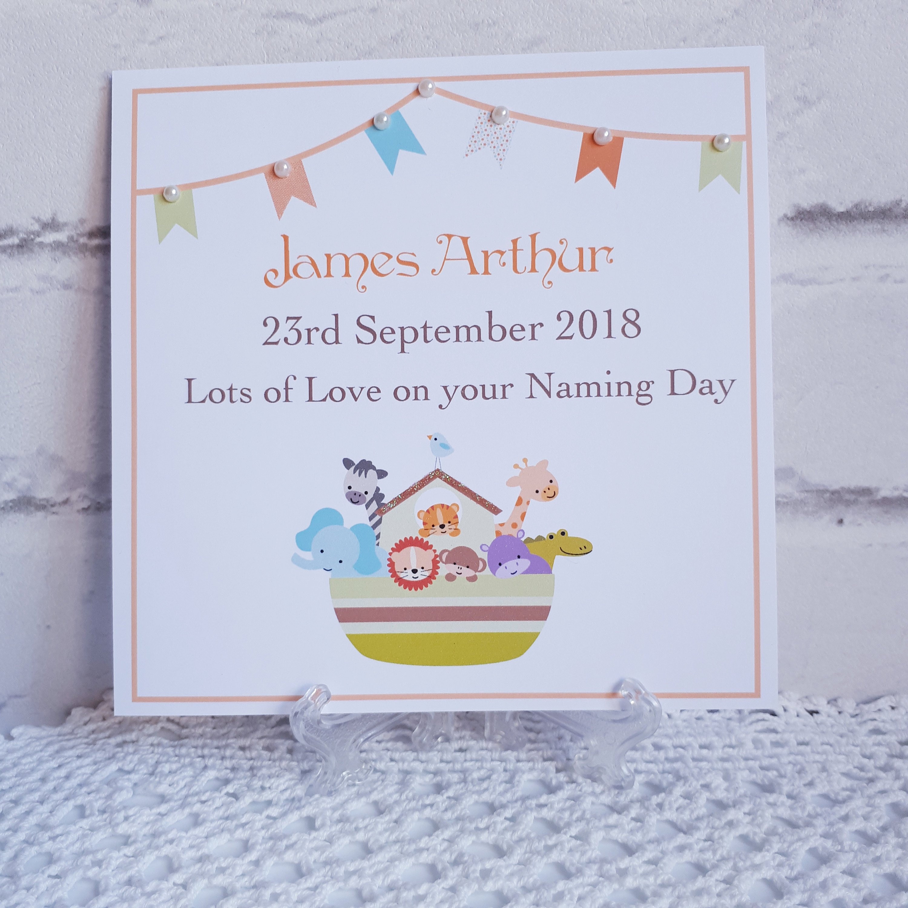 Personalised Naming Day Card for a Boy, Handmade Grandson Naming Day ...