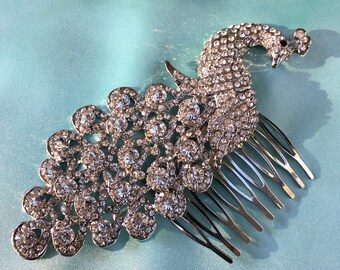 Peacock hair clip | Etsy