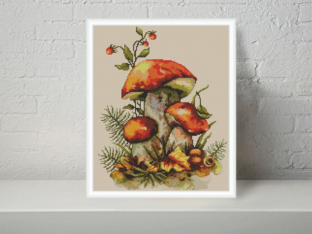Mushrooms Modern Cross Stitch Pattern PDF Mushrooms Chart Printable PDF ...