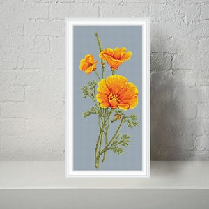 California Poppy Modern Cross Stitch Pattern PDF - Instant Download. - Etsy