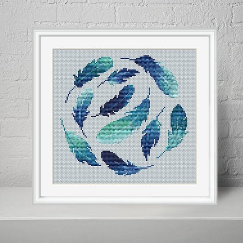 Feathers Cross Stitch Pattern 7 Instant PDF Download Feather - Etsy