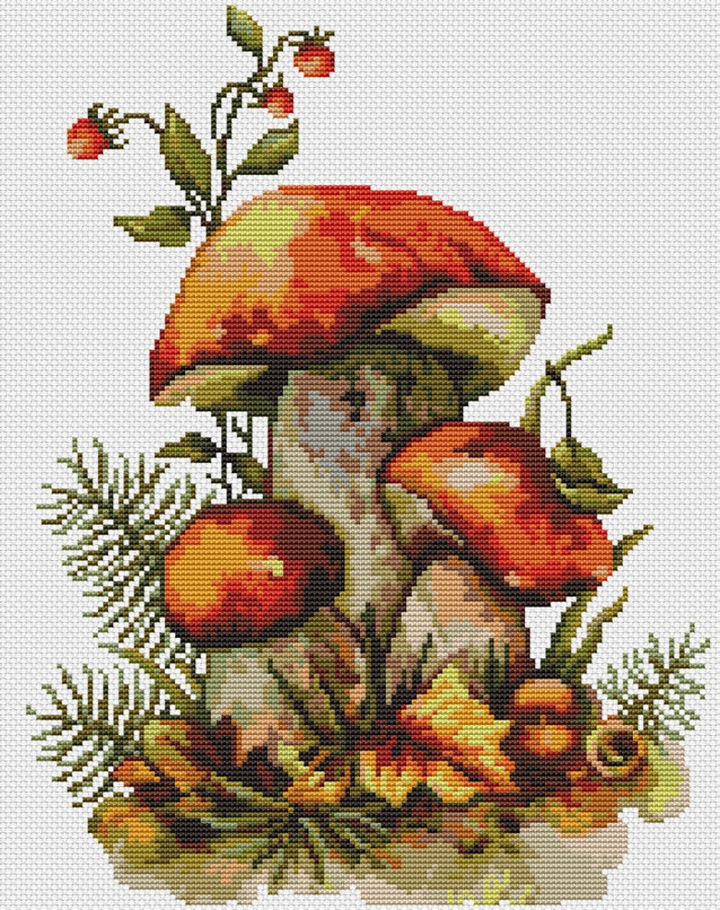 Mushrooms Modern Cross Stitch Pattern PDF Mushrooms Chart Printable PDF ...