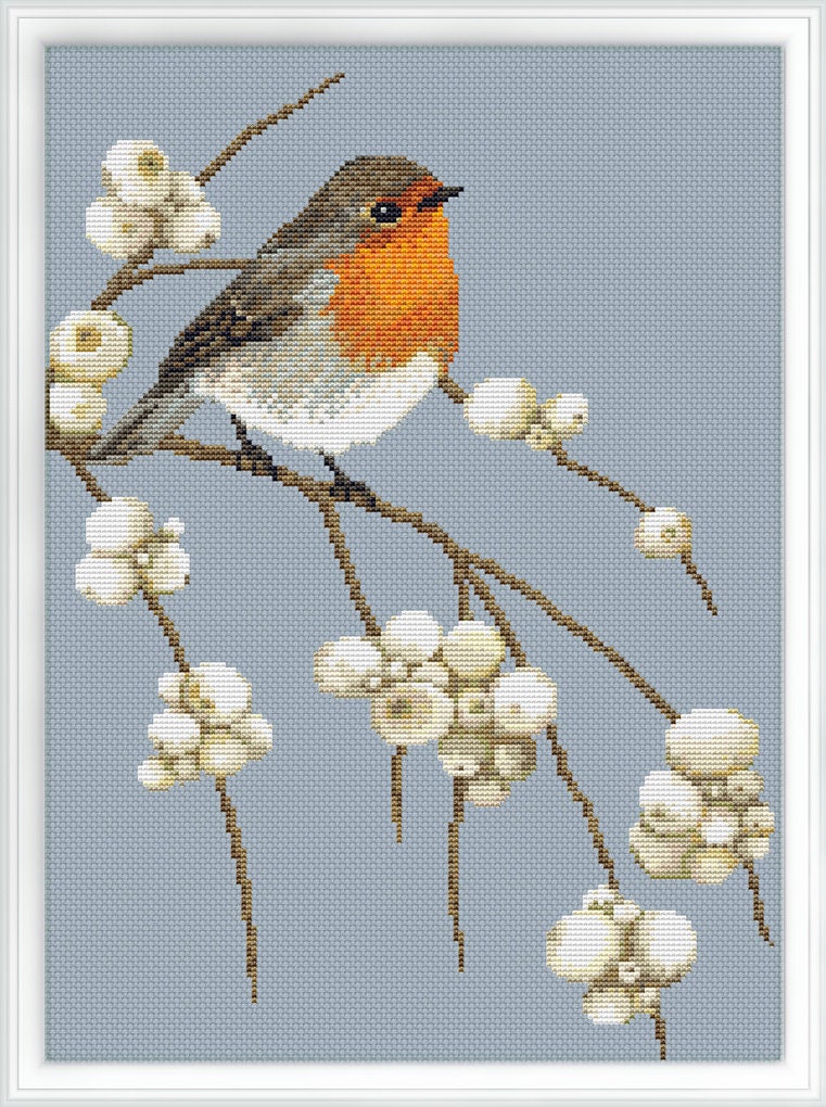Winter Robin Bird Modern Cross Stitch Pattern PDF Northern - Etsy