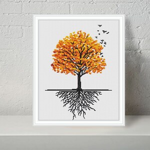 Autumn Tree Modern Cross Stitch Pattern PDF Instant Download. - Etsy