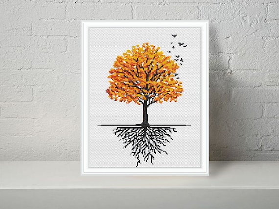 Autumn Tree Modern Cross Stitch Pattern PDF Instant | Etsy