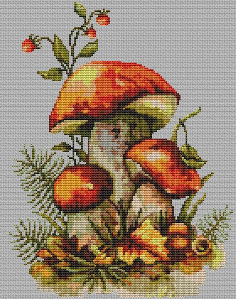 Mushrooms Modern Cross Stitch Pattern PDF Mushrooms Chart Printable PDF ...