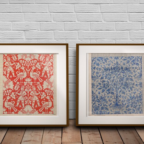 Duo of Vintage Wall Art Large Detailed Art Print Set of 2 - Etsy