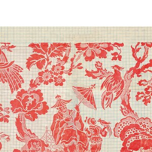 Detailed Red Point Paper Art Work, Vintage Textile Art Print, Red ...