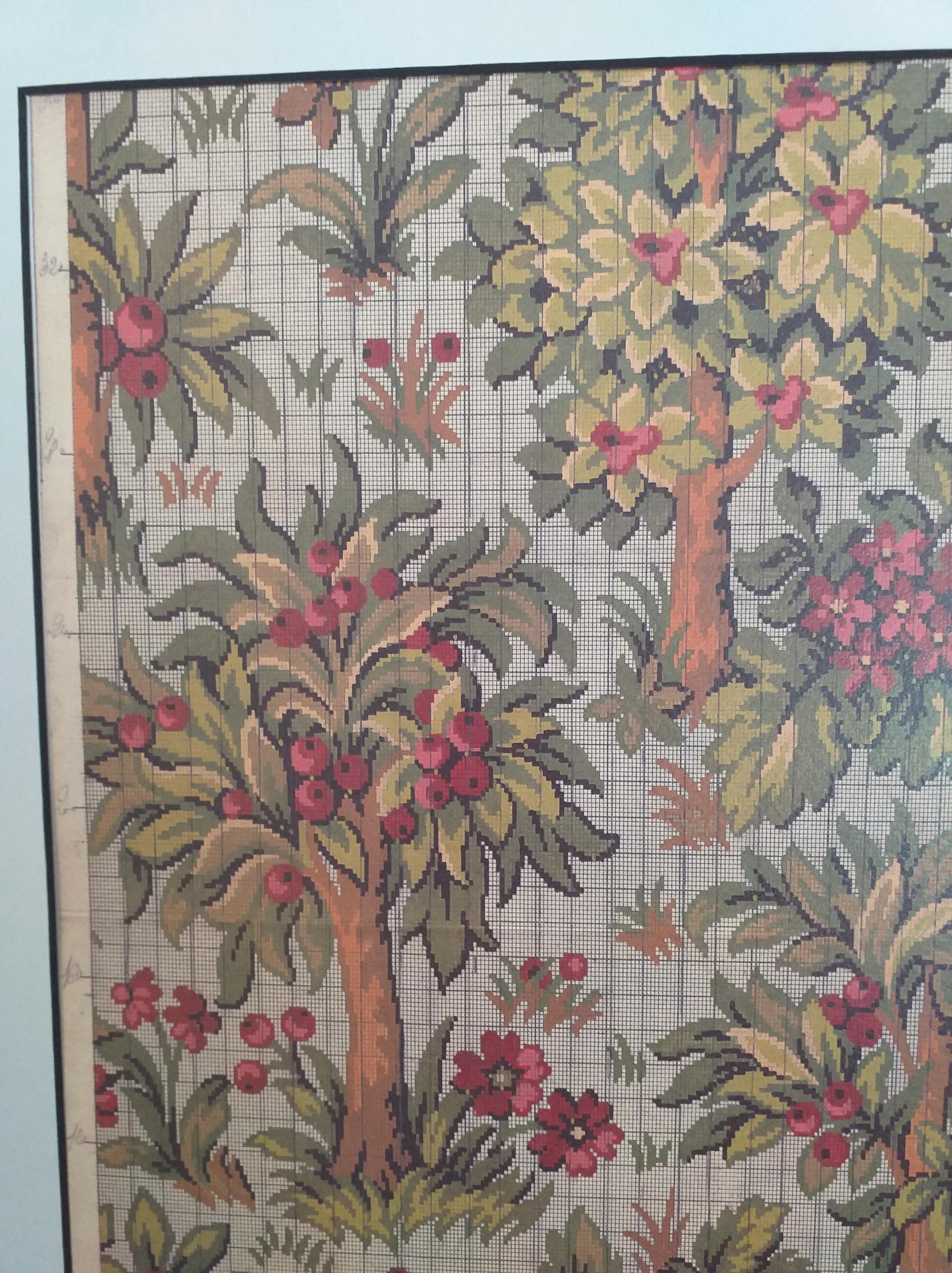 Fruit Tree Retro Fabric Art Print, Colourful Woven Fabric Diagram ...