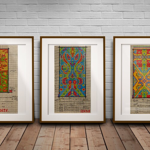 Vintage Poster Set Woven Loom Wall Art Set Colourful Large - Etsy