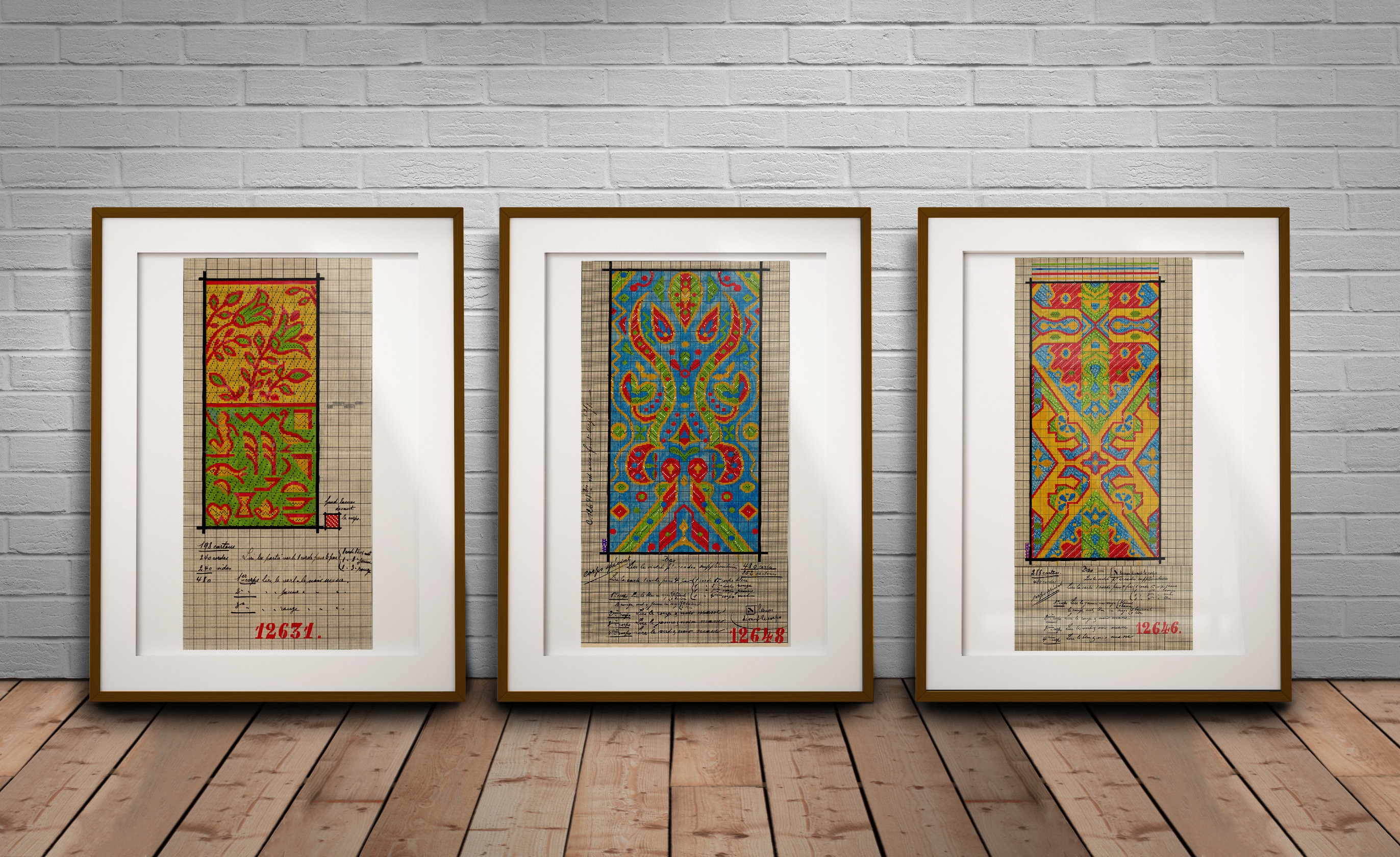 Vintage Poster Set Woven Loom Wall Art Set Colourful Large - Etsy