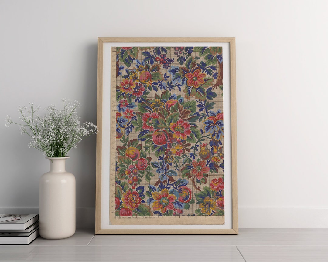 Detailed Antique Fabric Pattern Art Print, Large Scale Wall Art for the ...