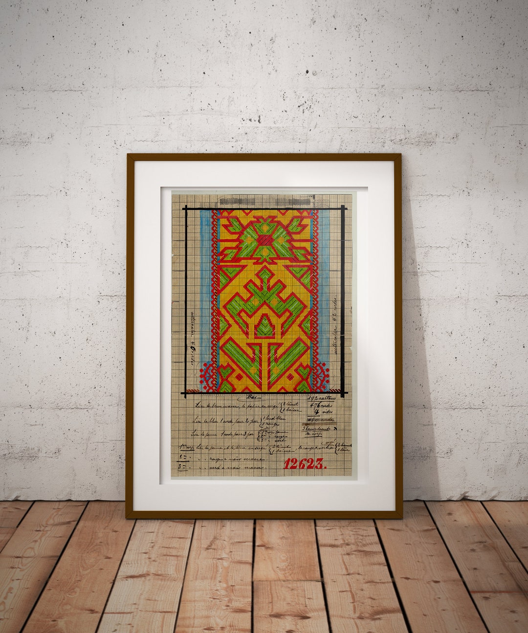 Vintage Textile Art Print: Vibrant Historic Fabric Design - Etsy