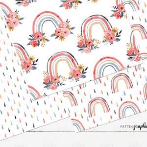 Watercolor Rainbow Digital Paper Floral Rainbow Seamless - Etsy