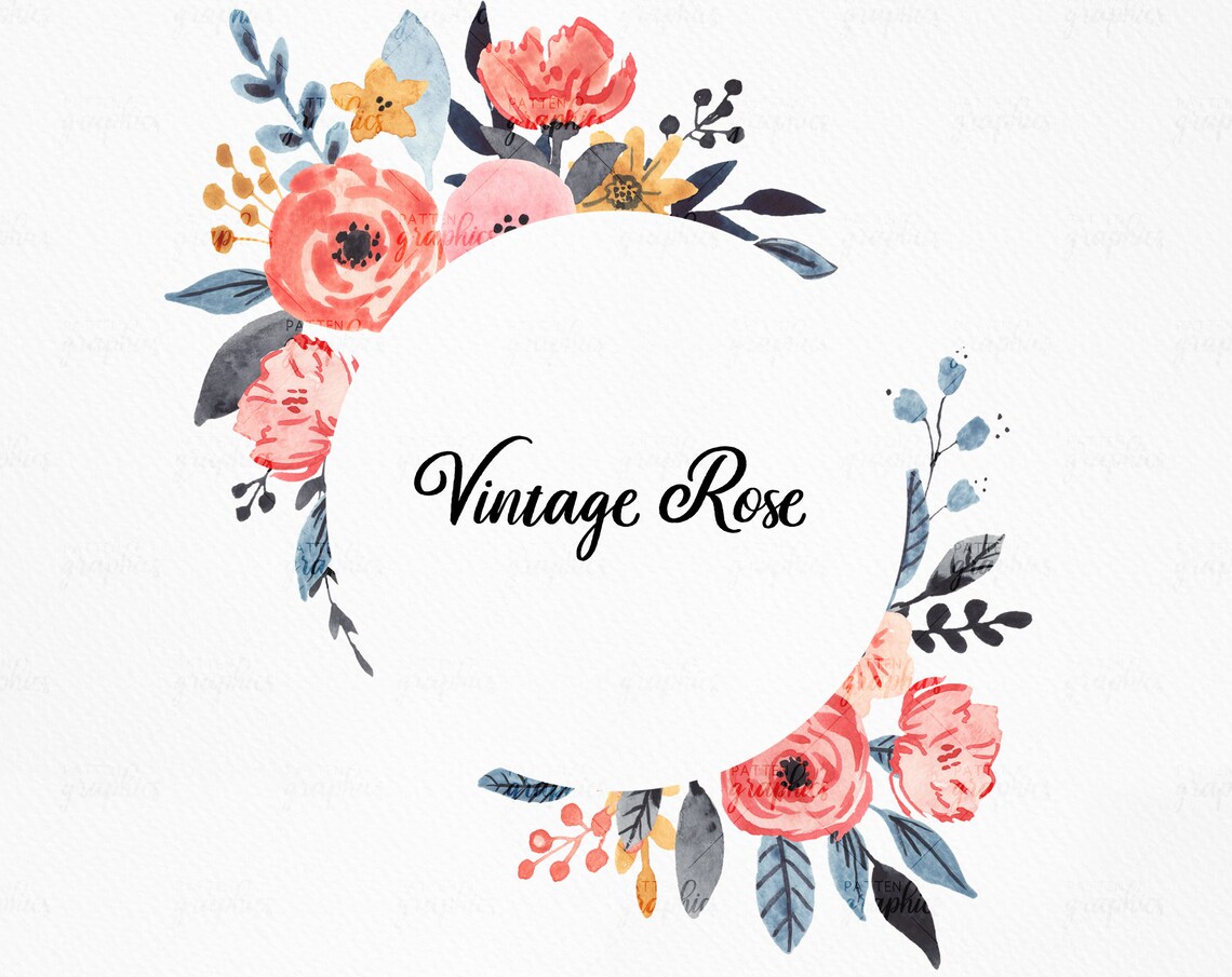 Pink Floral Frame Clipart, Watercolor Floral Wreath Set, Flower Frames ...