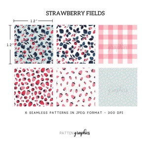 Strawberry Digital Paper, Watercolor Strawberries Seamless Pattern ...