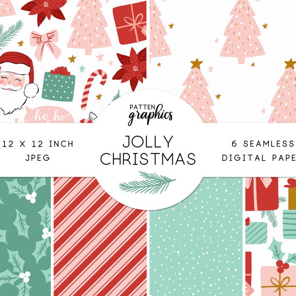 Christmas Digital Paper - Etsy