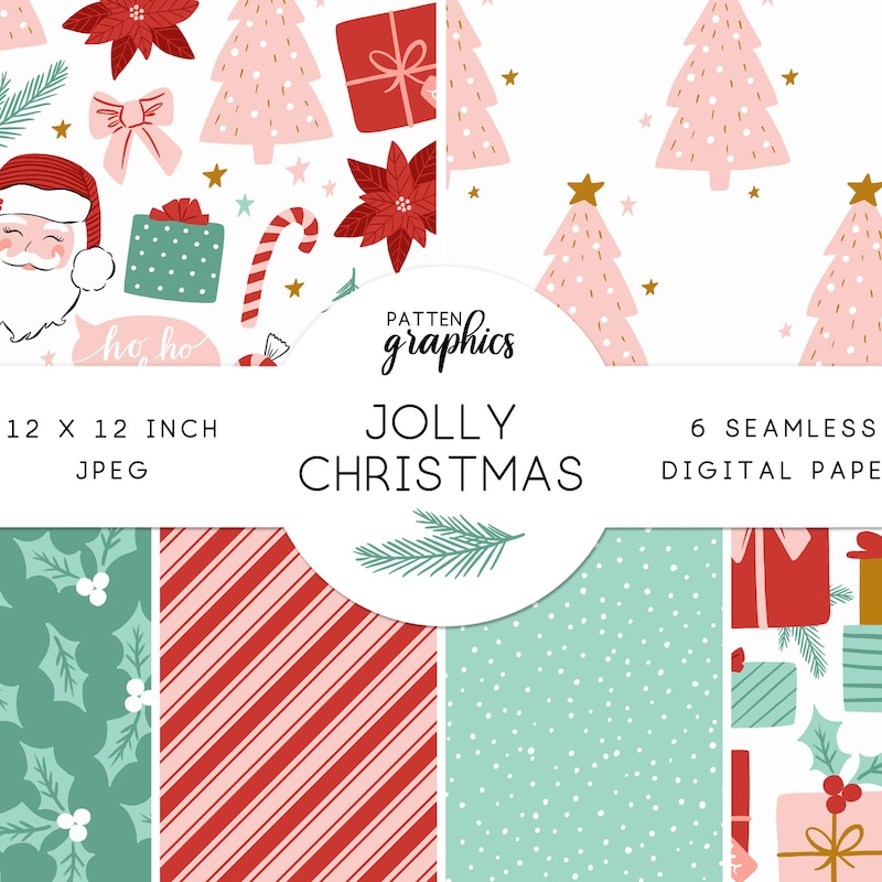 Christmas Digital Paper - Etsy