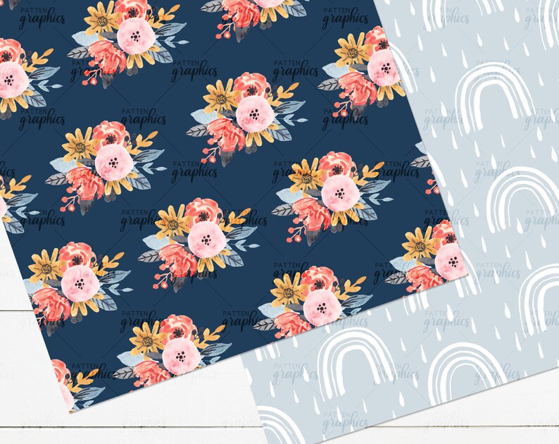 Watercolor Rainbow Digital Paper, Floral Rainbow Seamless Pattern ...