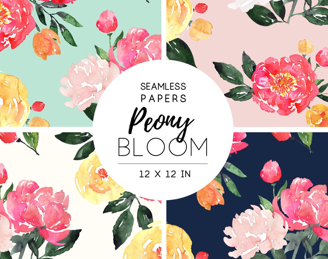 Watercolor Floral Digital Paper, Seamless Floral Pattern, Peonies ...