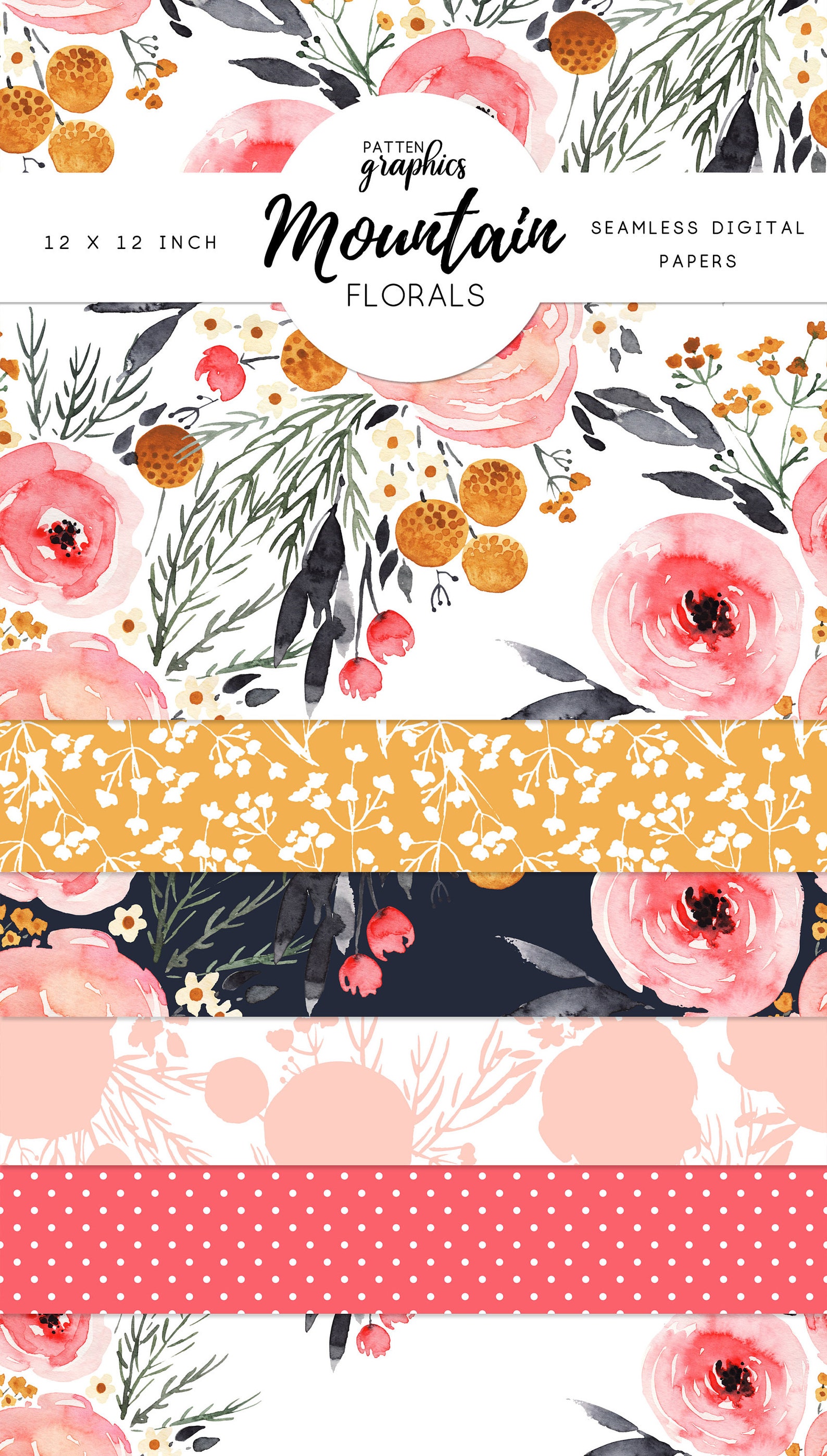 Rustic Boho Floral Digital Paper Watercolor Floral Seamless - Etsy