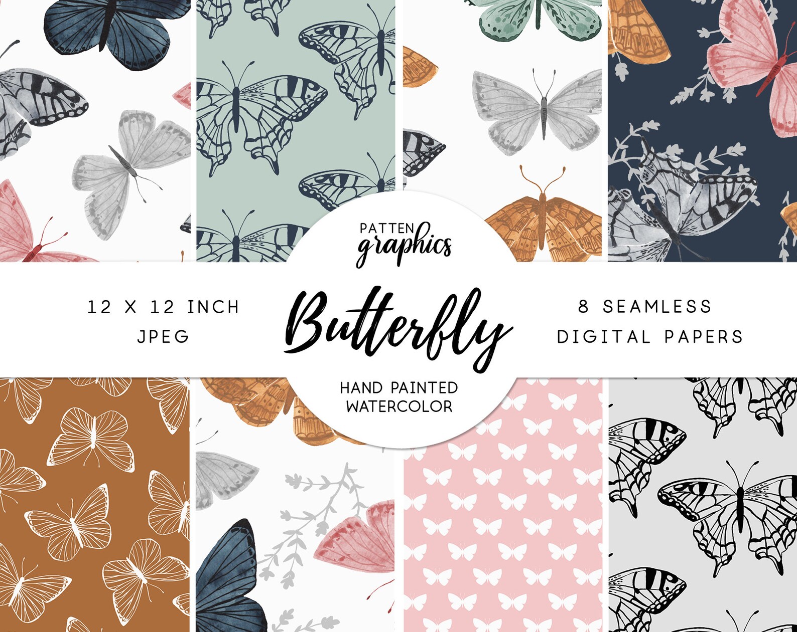 Butterflies Digital Paper Seamless Butterfly Pattern - Etsy