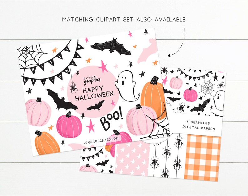 Cute Halloween Digital Paper Pink Halloween Seamless | Etsy