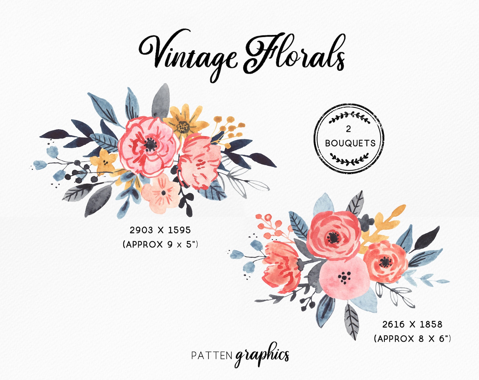 Watercolor Flower Clipart Hand-painted Florals Roses and | Etsy