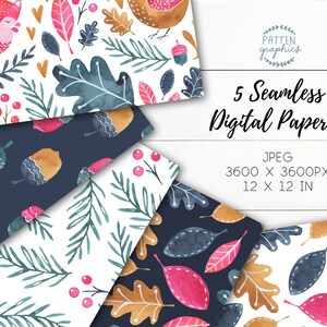 Woodland Animals Digital Paper, Cute Scrapbook Paper, Autumn Digital ...